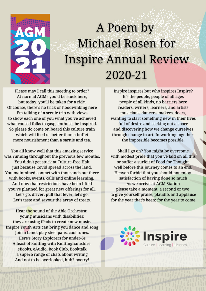 A Poem by Michael Rosen for Inspire Annual Review 2020-21 | Inspire ...